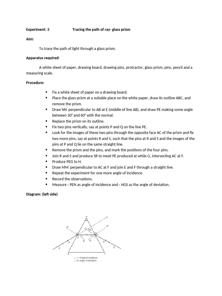 Experiment 3-Glass Prism | PDF
