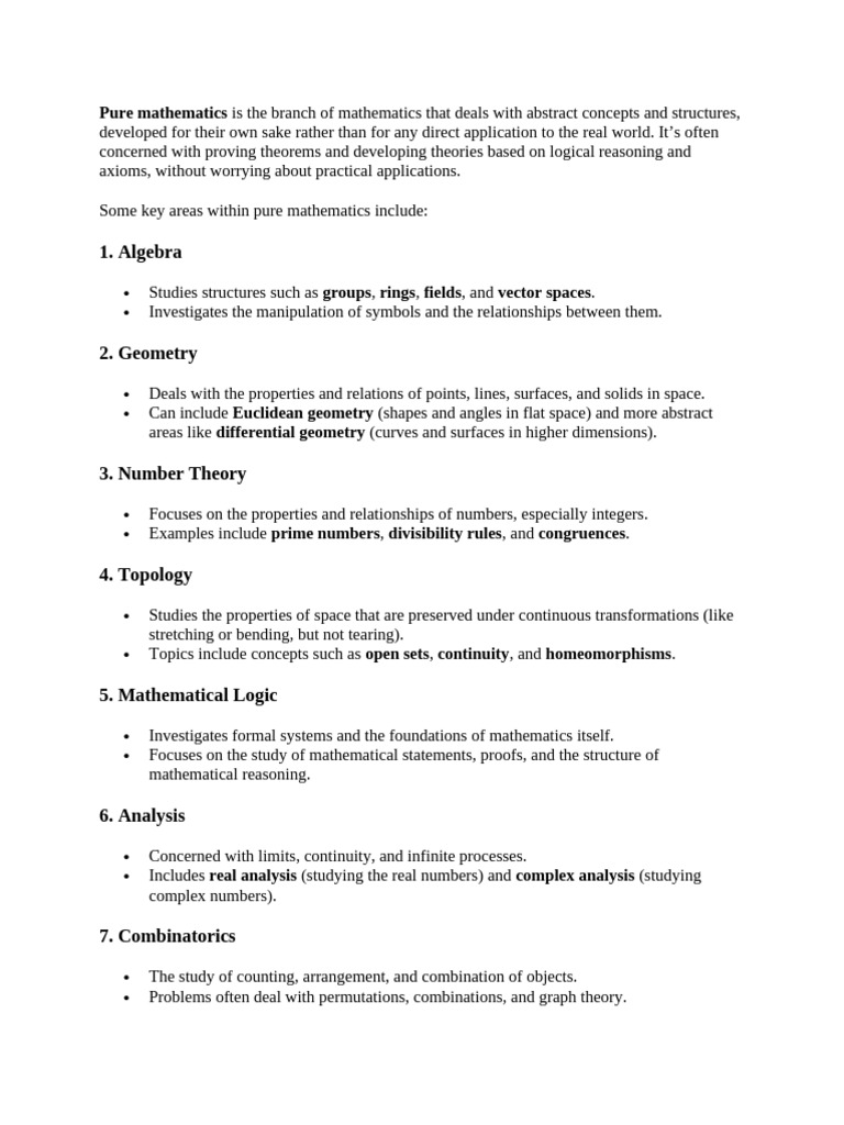 Pure Mathematics Is The Branch of Mathematics That Deals With Abstract ...