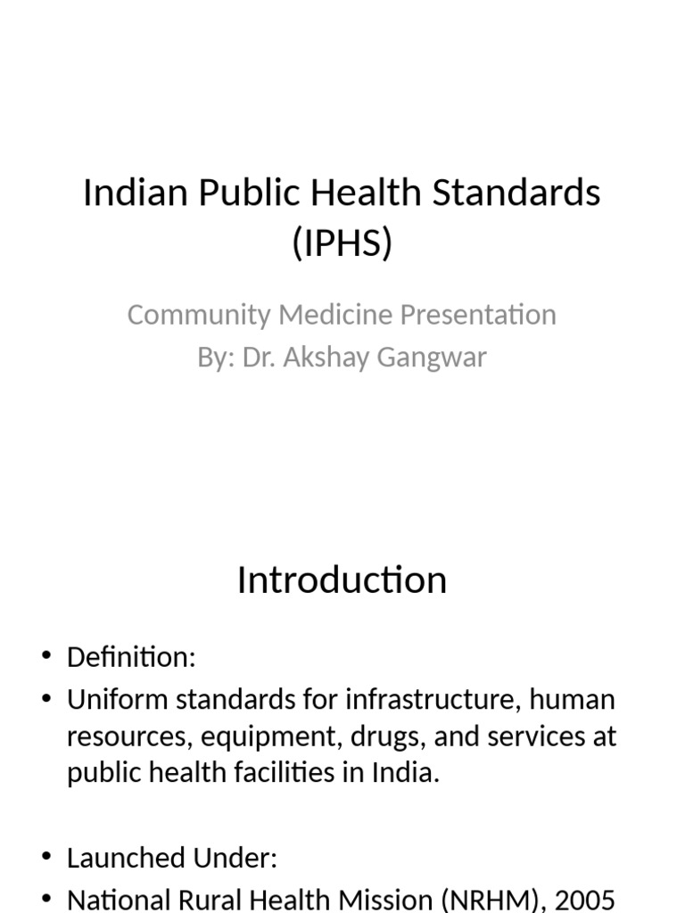 IPHS Guidelines for Public Health in India | PDF
