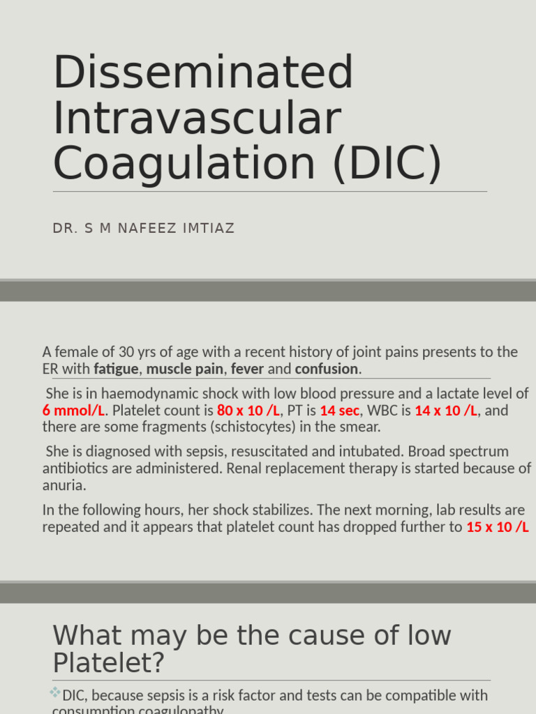 Disseminated Intravascular Coagulation (DIC) | PDF | Coagulation ...
