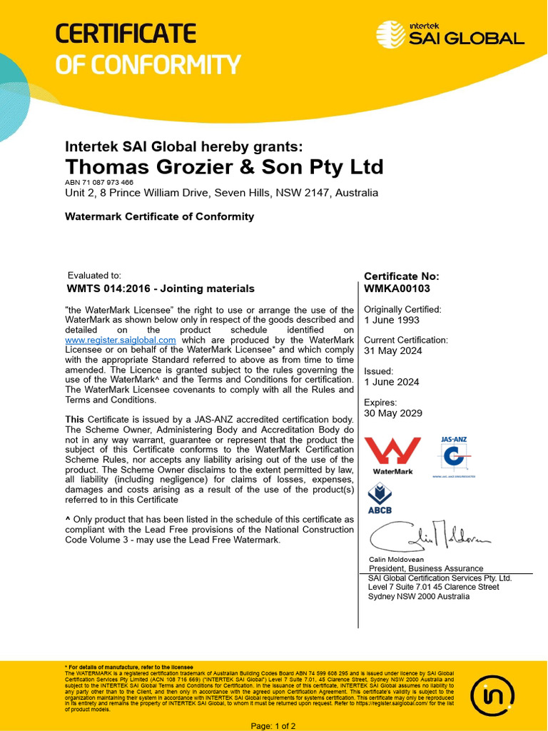 Certificate of Conformity | PDF | License | Certification