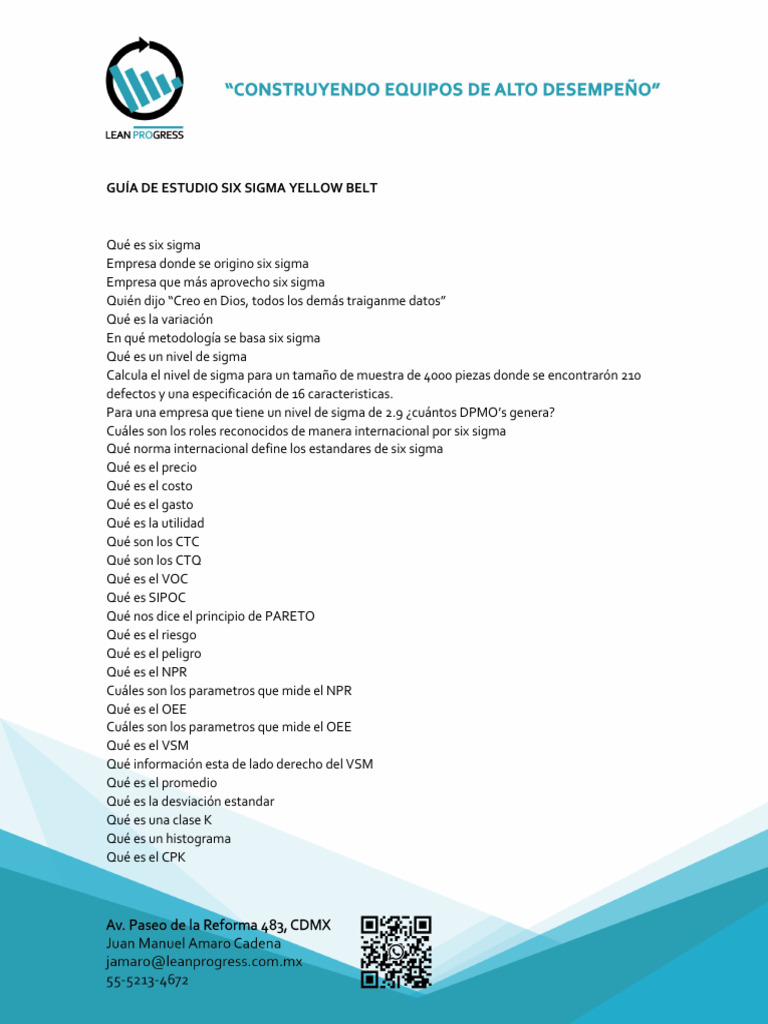 Guía 1 Diplomado Six Sigma | PDF