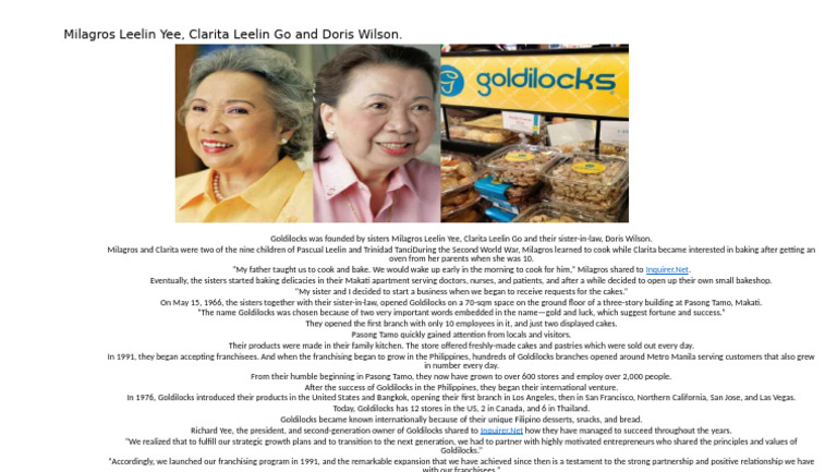 Milagros Leelin Yee Clarita Leelin Go and | PDF