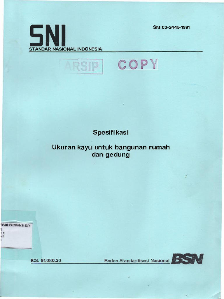 Spesifikasi Ukuran Kayu SNI 03-2445 | PDF