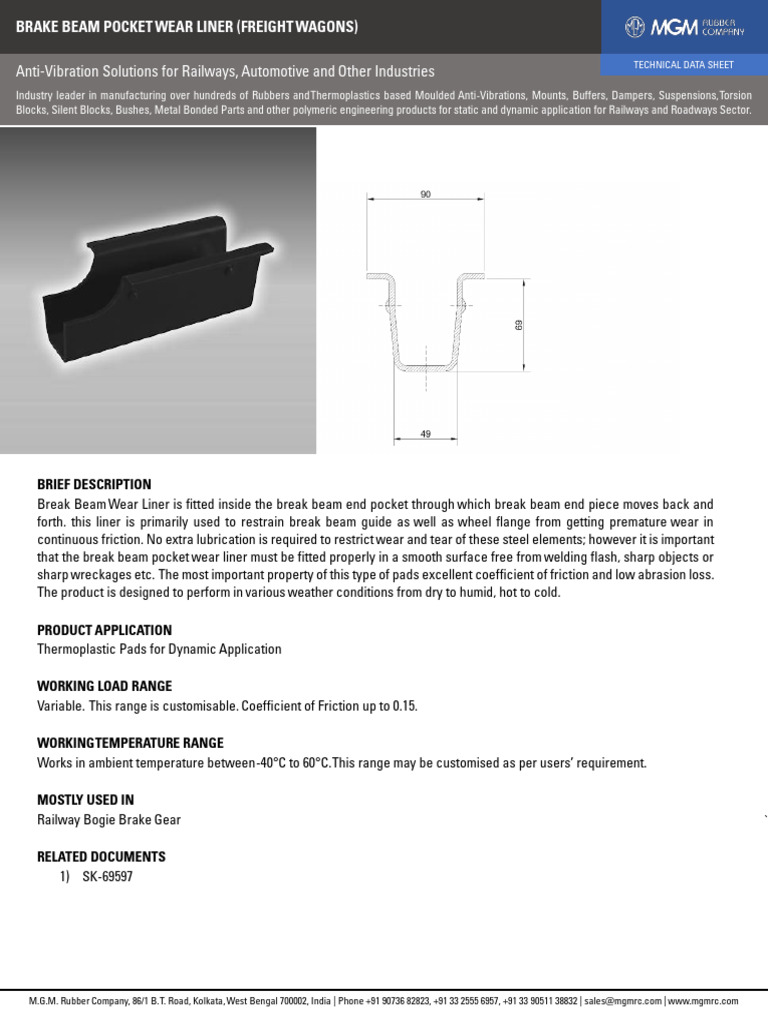 Brake Beam Pocket Wear Liner Guide | PDF