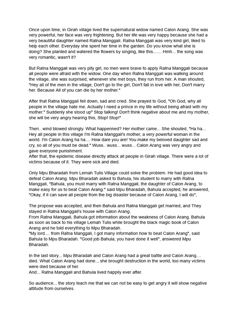 Calon Arang: A Tale of Power and Love | PDF
