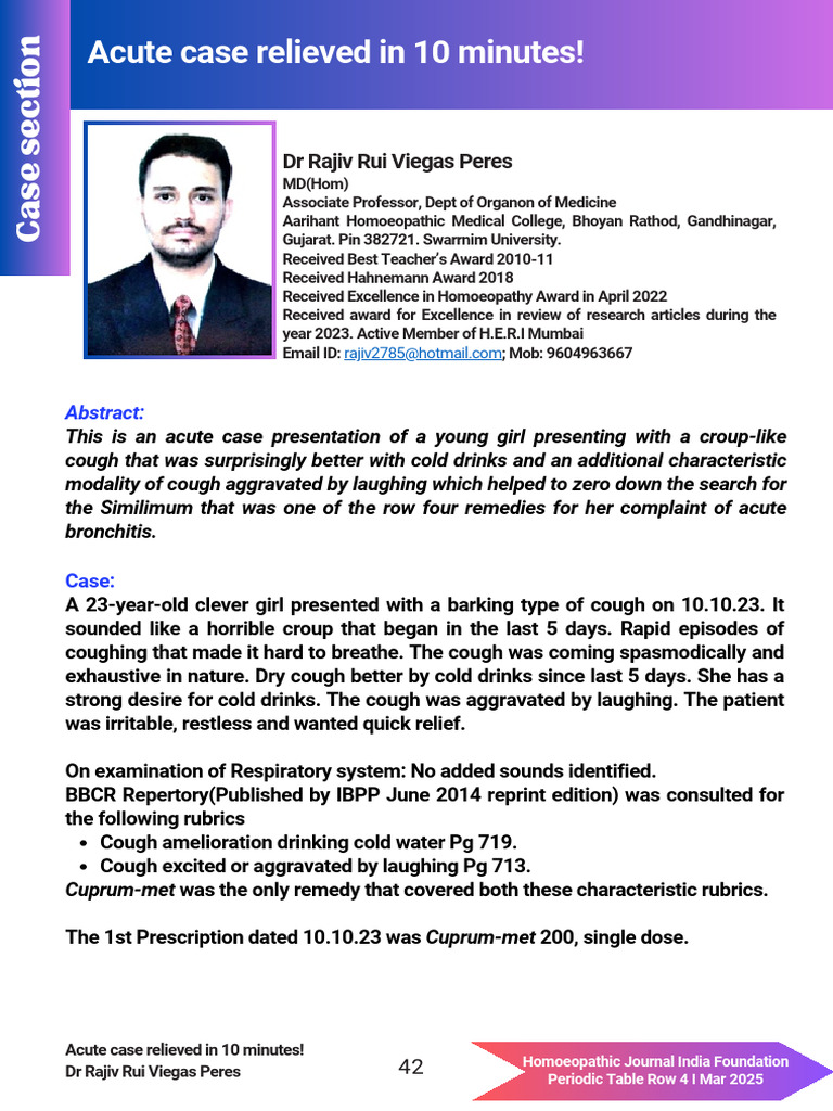 Acute Bronchitis Case: Cuprum-met Relief | PDF | Cough | Thorax