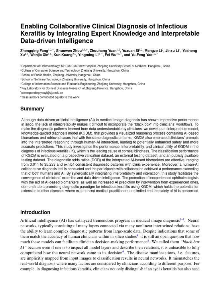 Enabling Collaborative Clinical Diagnosis of Infectious Keratitis by Integrating Expert ...