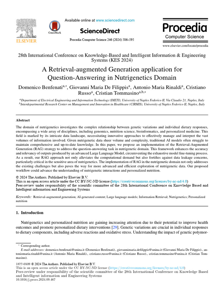 A Retrieval-Augmented Generation Application For Question-Answering in Nutrigenetics Domain ...