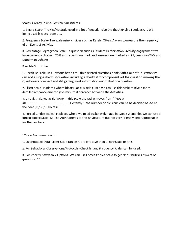 Effective Survey Scale Recommendations | PDF