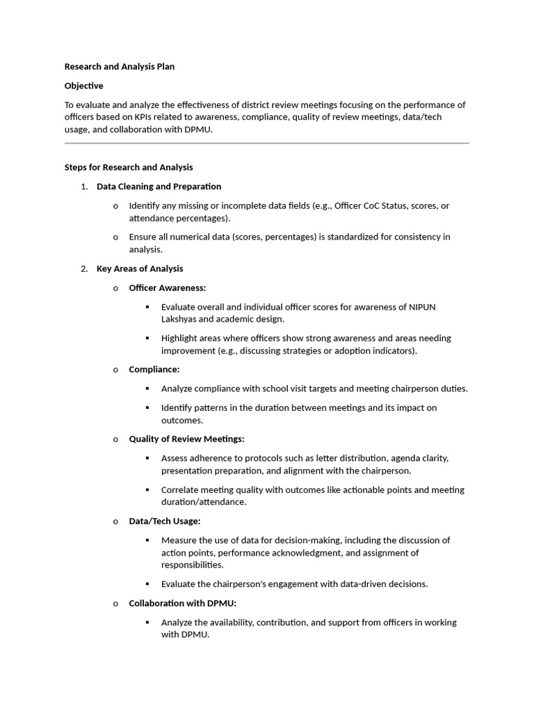 Research and Analysis Plan | PDF | Data | Data Analysis