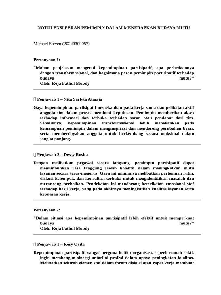Notulen Presentasi Kelompok A | PDF