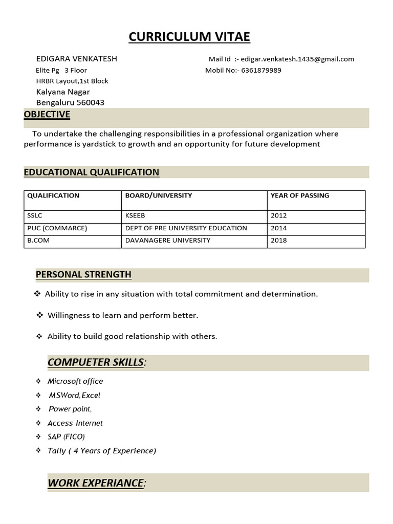 Resume Venkat e She Dig Ar | PDF