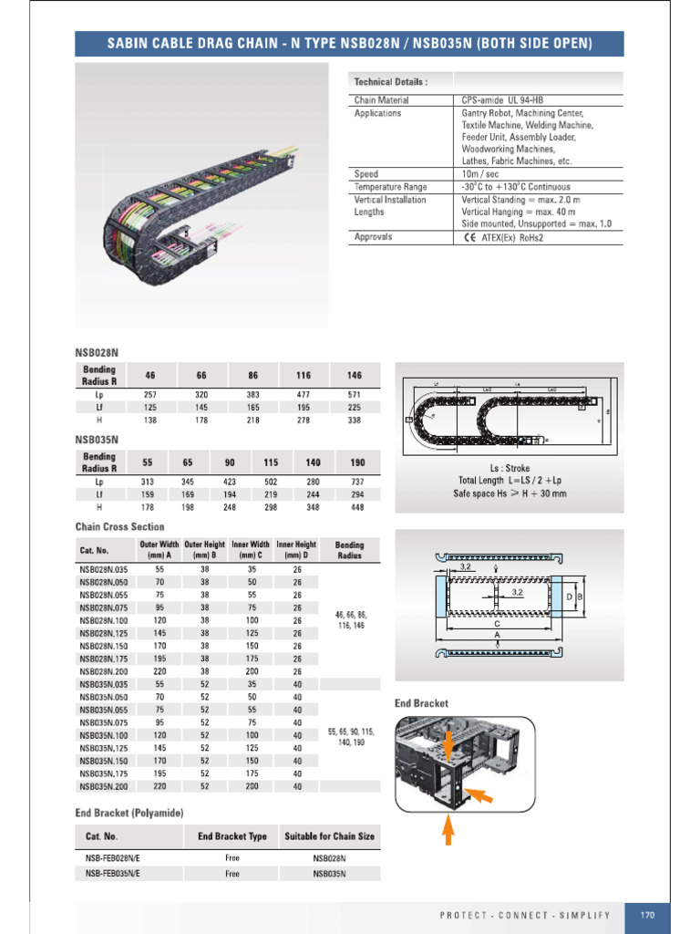 NSB028N Cable Drag Chain Catalogue Page | PDF