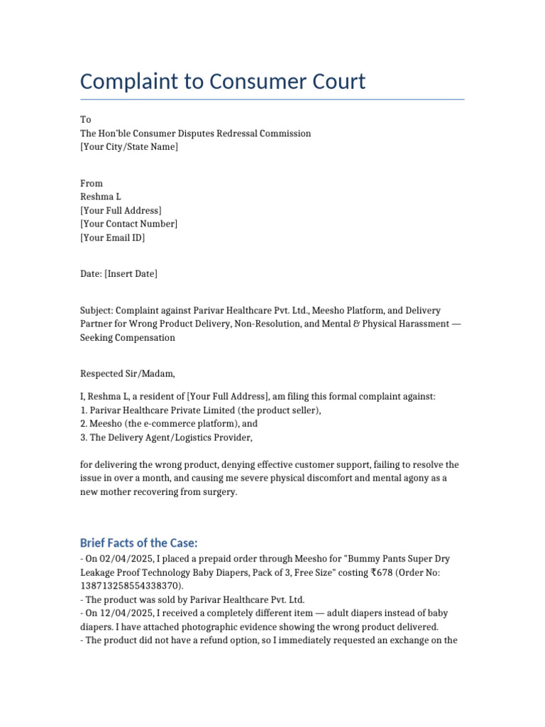 Complaint Against Parivar Healthcare | PDF
