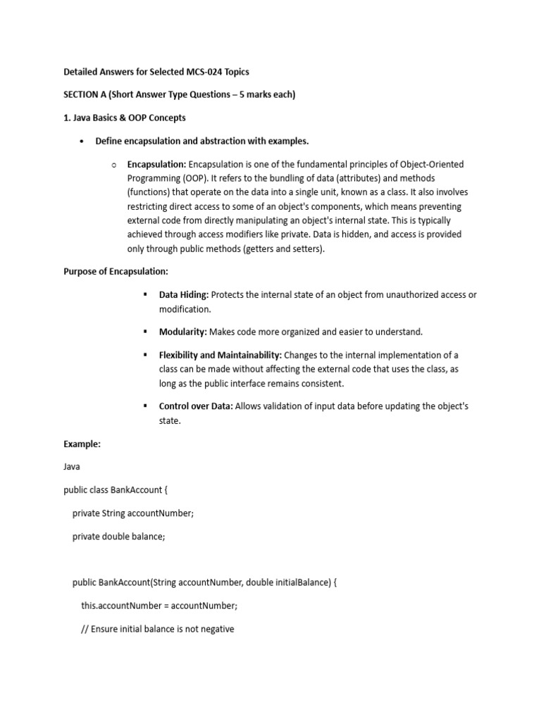 Ignou MCS 24 Solved Questions | PDF | Method (Computer Programming) | Object Oriented Programming