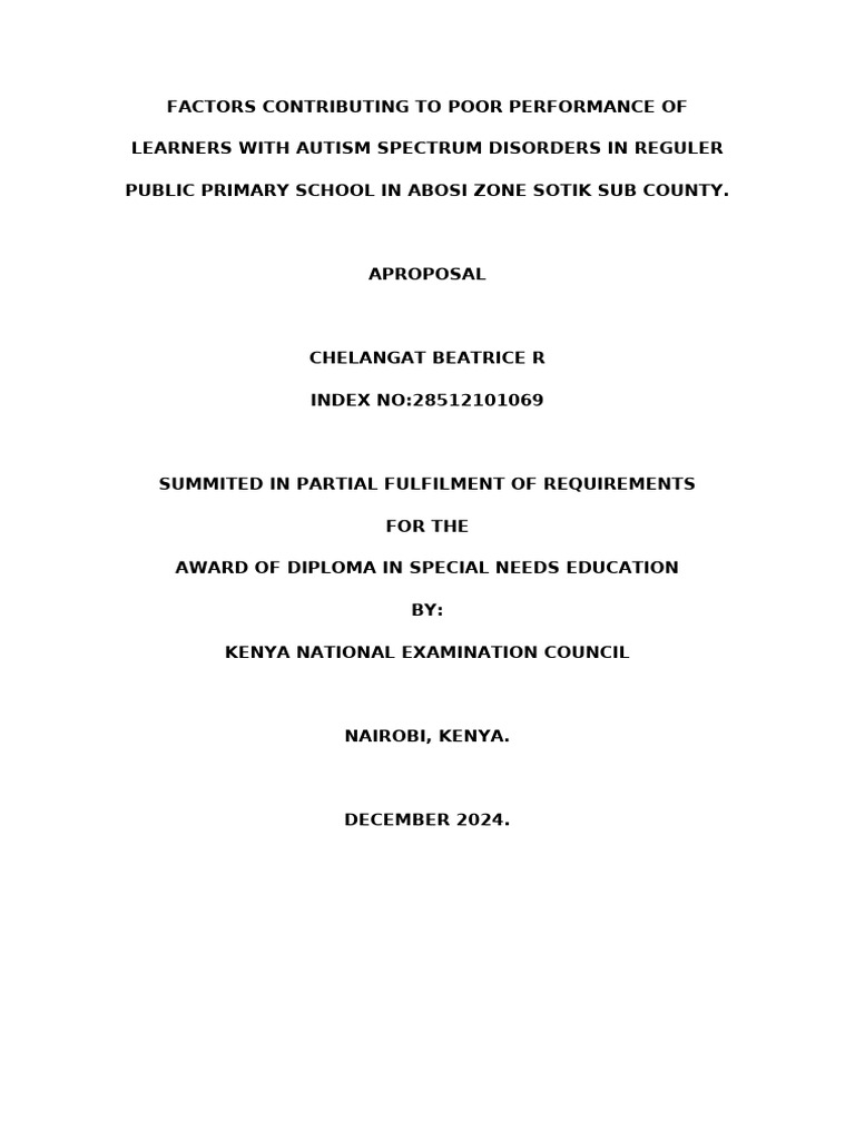 Factors Contributing To Poor Performance of Learners With Autism ...