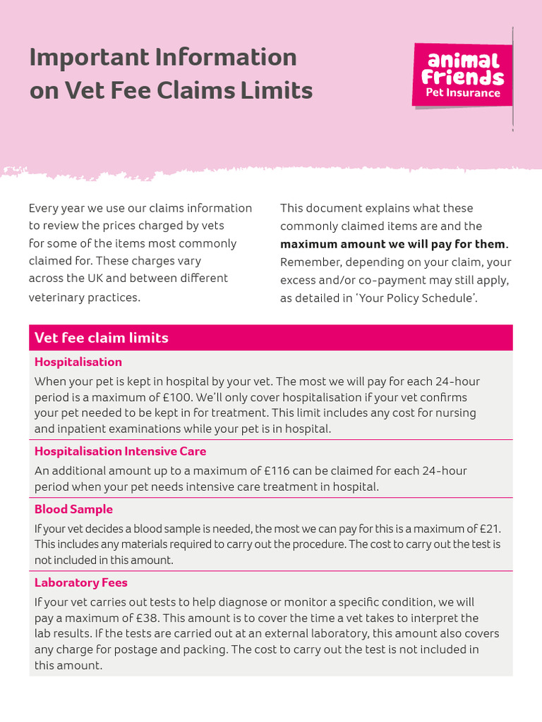 Vet Fee Claim Limits Explained | PDF | Hospital | Health Care