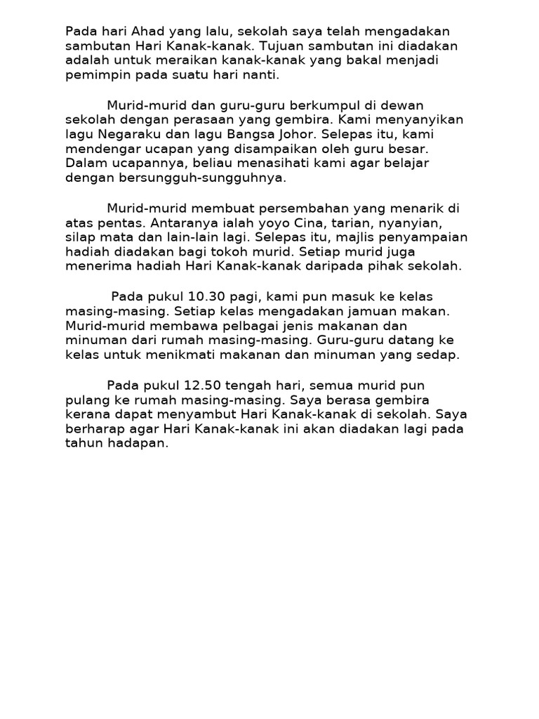 Hari Kanak - Kanak Contoh Karangan | PDF