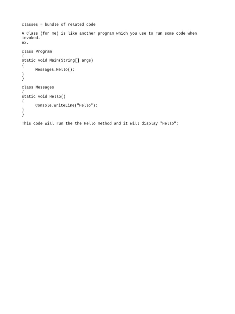 Understanding C# Classes and Methods | PDF