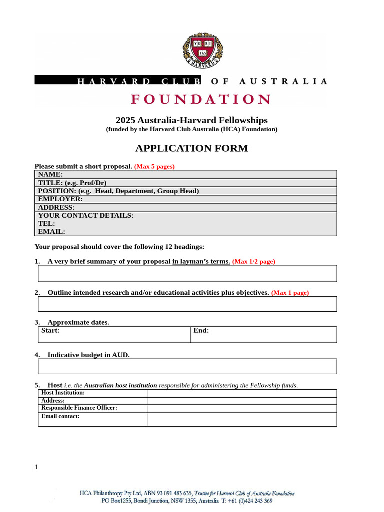 2025 Applic N Template Harvard Fellowship1 | PDF