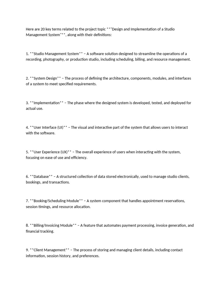 Studio Management System Overview | PDF | Cloud Computing | Internet Of ...