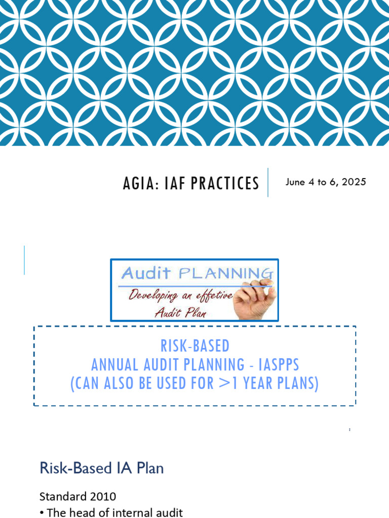 AGIA - Unit 3 - Risk Based Audit Plan | PDF | Risk | Internal Audit