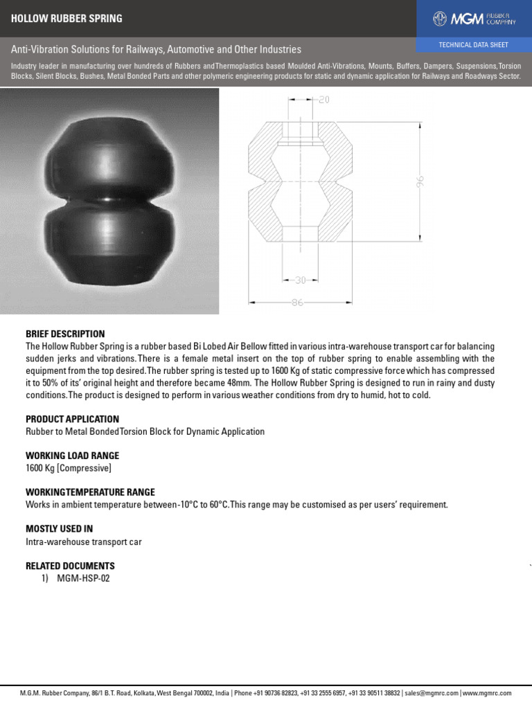 Hollow Rubber Spring for Transport Cars | PDF