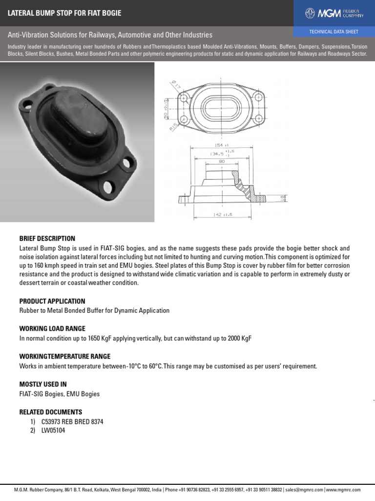 Lateral Bump Stop For FIAT Bogie (LHB Coaches) | PDF