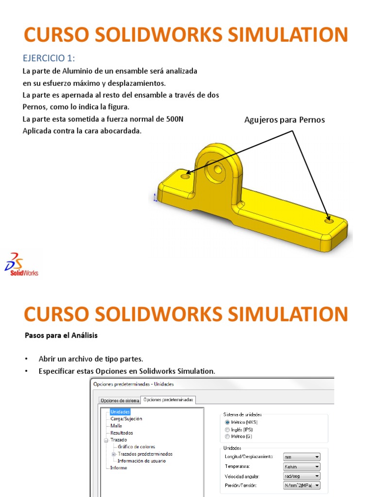 Curso Solidworks Simulation Ej 1 | PDF