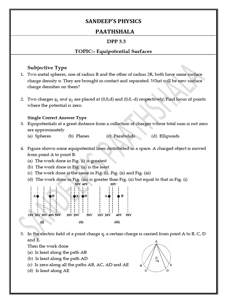 Dpp-3.3 Equipotential Surfaces | PDF | Electric Field | Sphere
