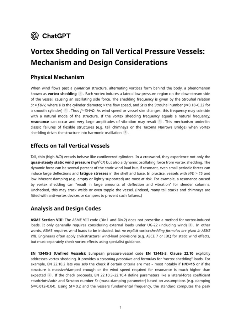 Vortex Shedding On Tall Vertical Pressure Vessels - Mechanism and ...