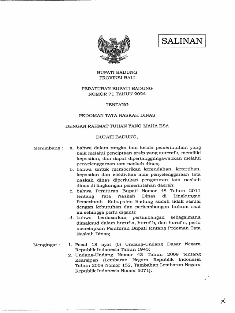 Perbup. No. 71 Tahun 2024 | PDF