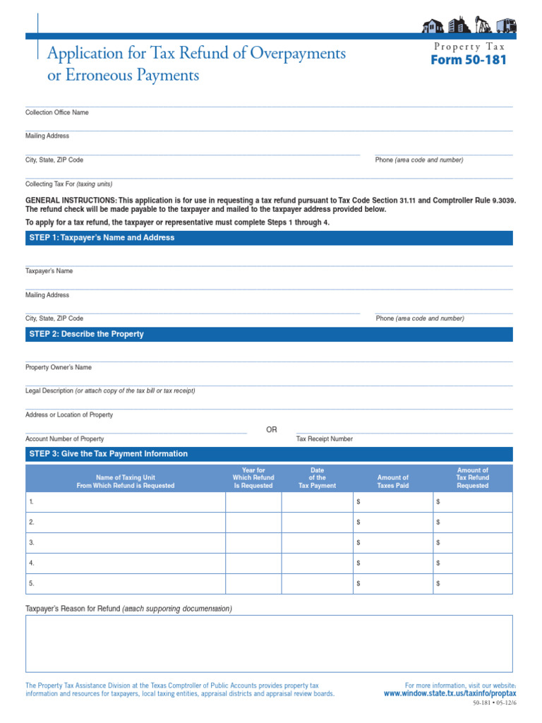 Tax Refund Form 50-181-1 | PDF | Tax Refund | Taxes