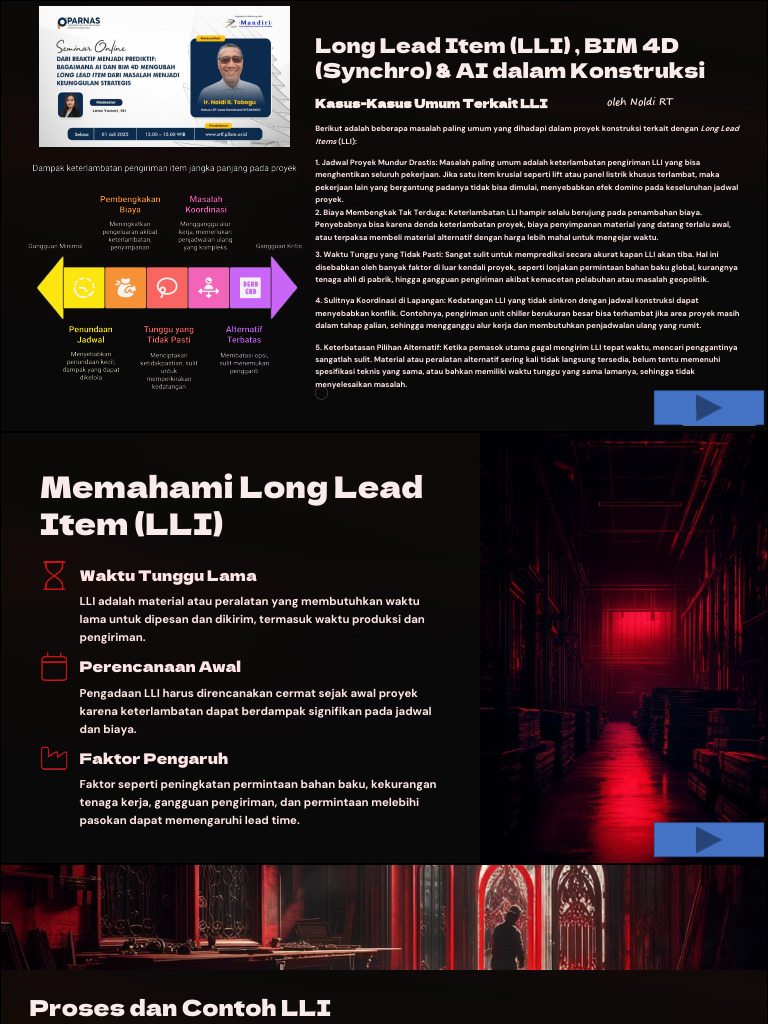 Long Lead Item LLI BIM 4D Synchro and AI Dalam Konstruksi | PDF
