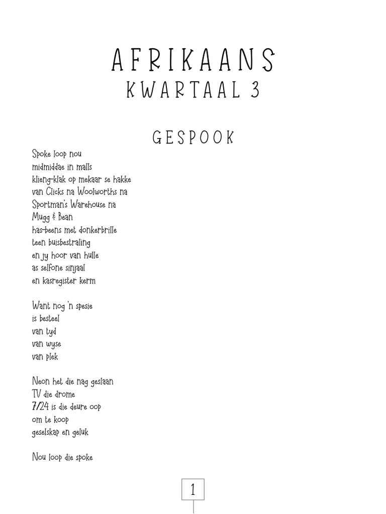 Afrikaans Kwartaal 3 | PDF