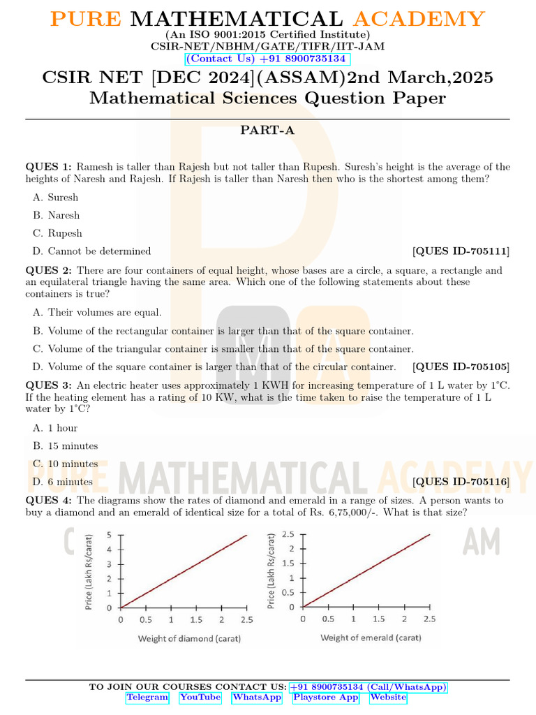 CSIR NET Maths Question Paper 2025 | PDF | Eigenvalues And Eigenvectors ...