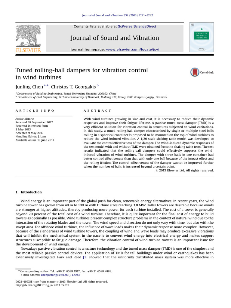 Rolling-Ball Dampers for Wind Turbine Vibration Control | PDF | Damping ...