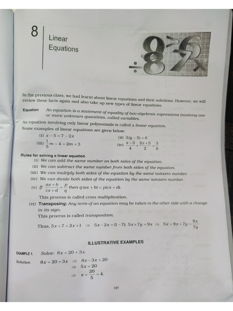 RS Maths Linear Equation | PDF