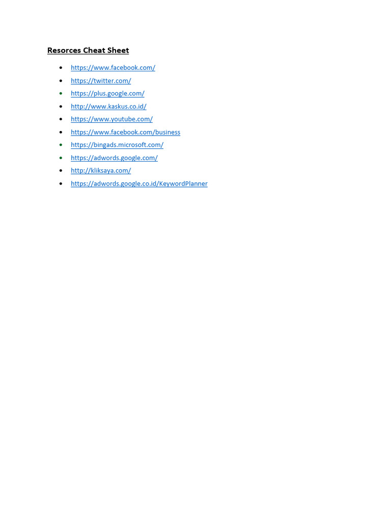 Resorces Cheat Sheet | PDF