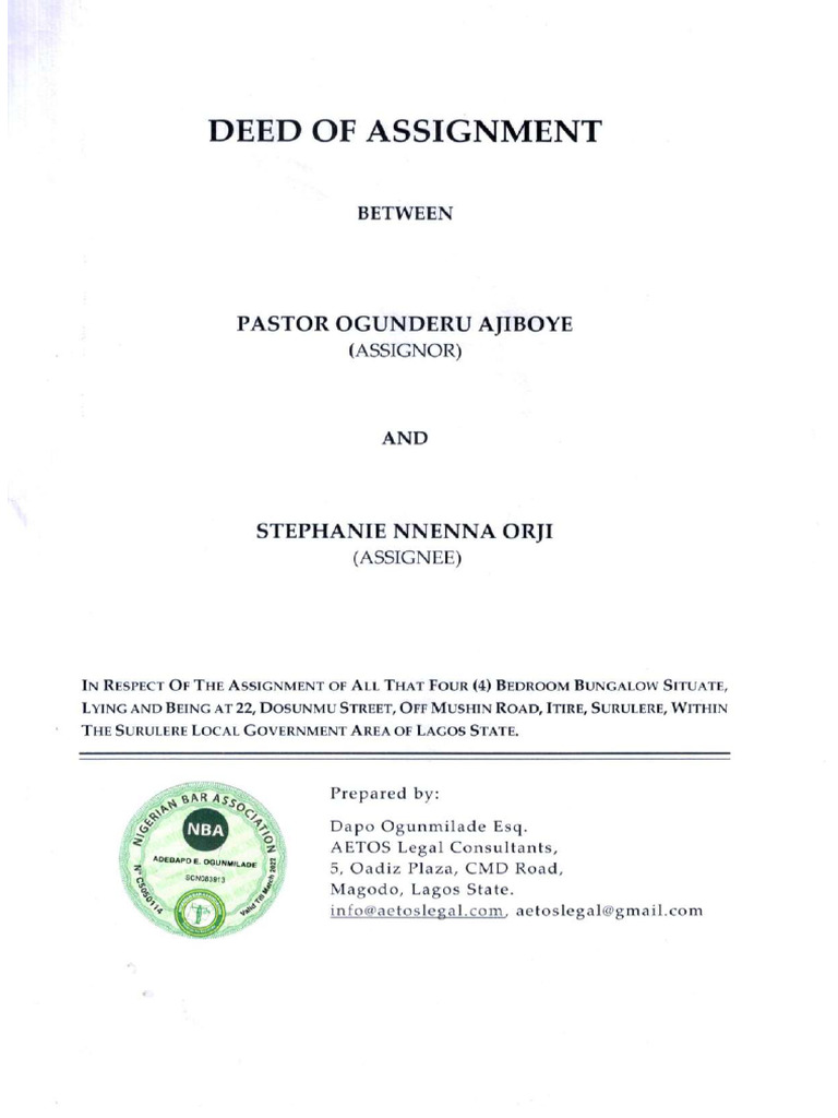 Deed of Assignment | PDF
