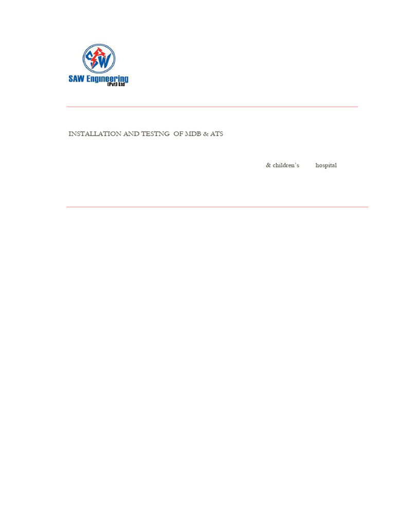 8.method Statement - Installation of MDB and ATS | PDF | Manufactured Goods