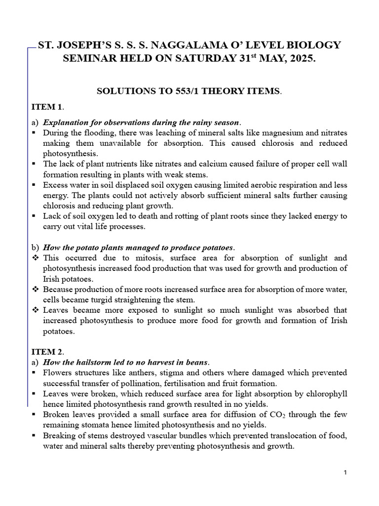 SJSSN Bio NLSC Seminar Solns 2025 | PDF | Menstrual Cycle