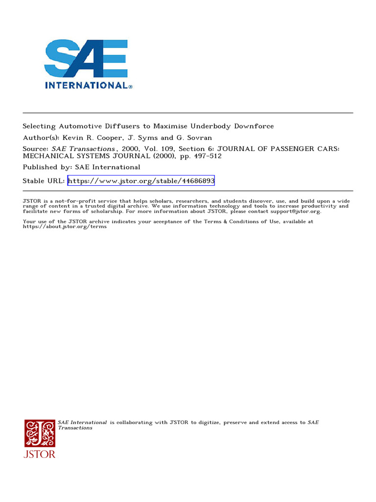 Optimizing Automotive Diffusers for Downforce | PDF | Lift (Force)