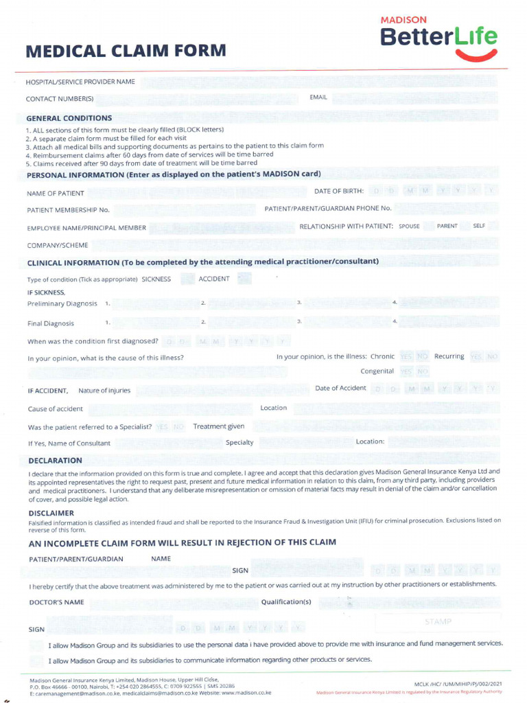 Madison Claim Form | PDF
