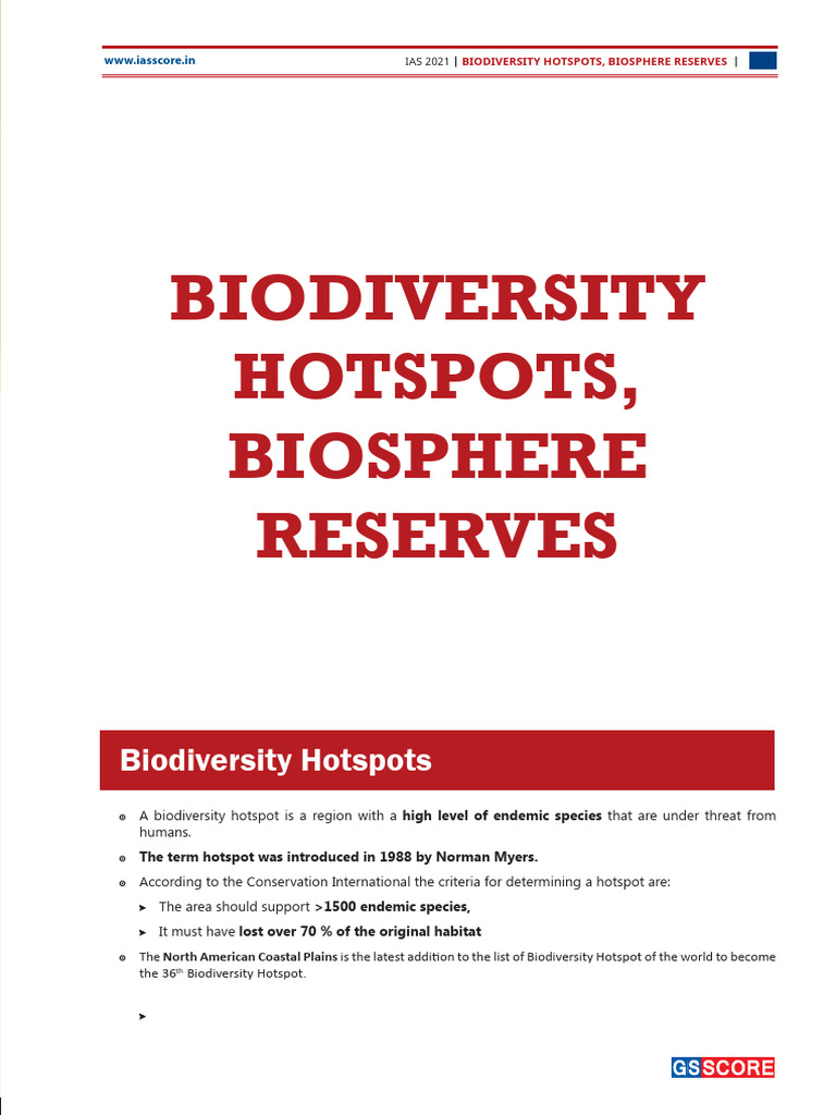 Environment Biodiversity Hotspots, Biosphere Reserves | PDF | Himalayas ...