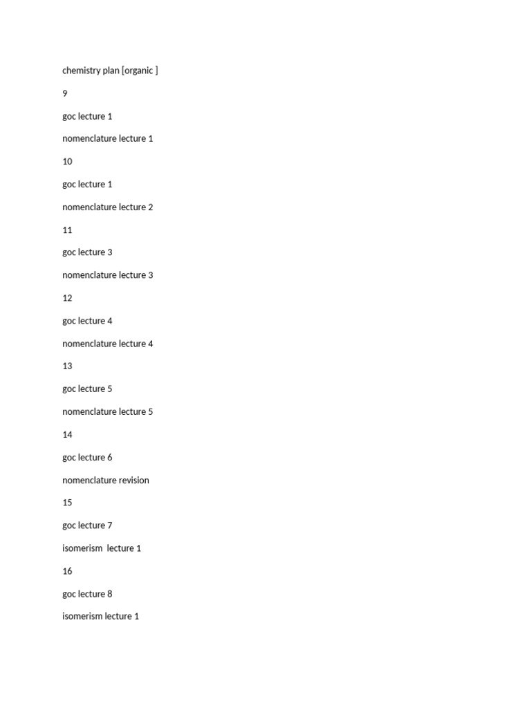 Organic Lecture Plan | PDF