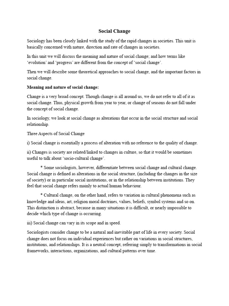 Theories of Social Change | PDF | Sociology | Evolution