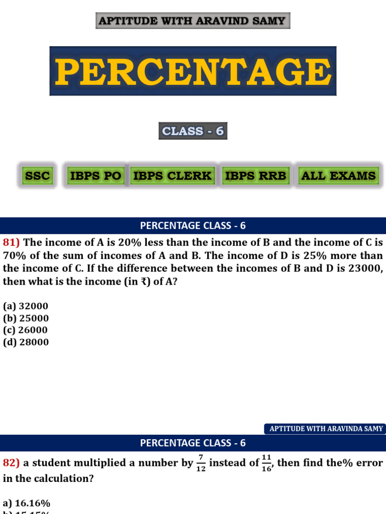 Percentage Class 7 - 57530781 - 2025 - 06 - 25 - 14 - 50 | PDF ...
