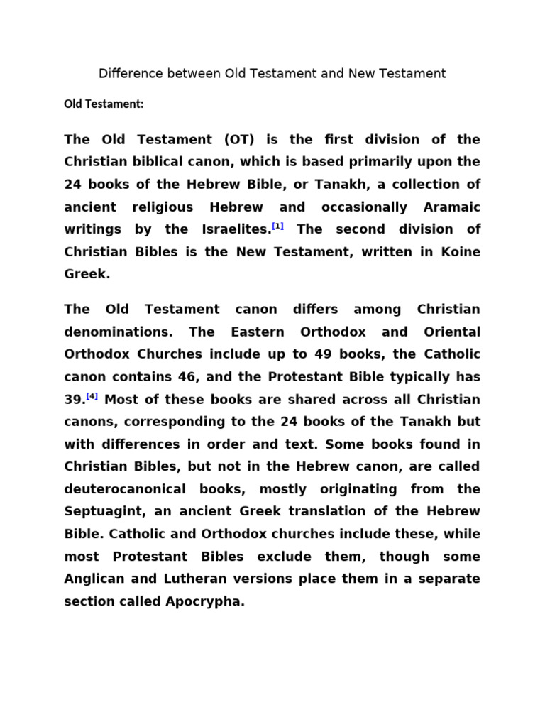 Difference Between Old Testament and New Testament | PDF | Old ...